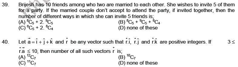 Jee Mathematics Permutation And Combination Mcqs Set A With Answers